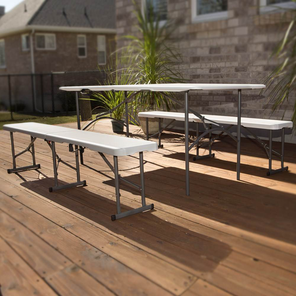 6ft Fold-in-half bench (almond) /3-4 people - Lifetime